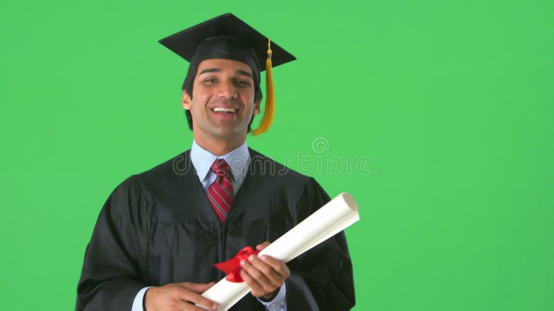 East Indian College Graduate on Greenscreen Stock Video - Video of ...