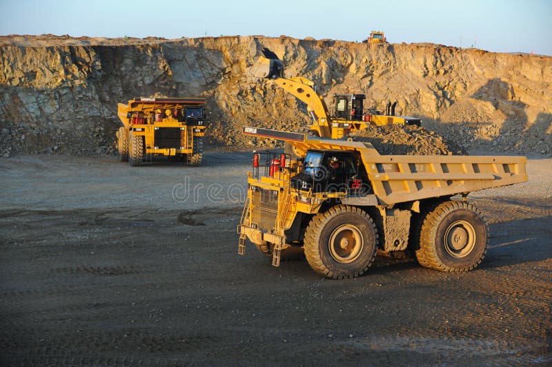 East Kazakhstan Region, Kazakhstan - 12.02.2015 : Mining and Unloading ...