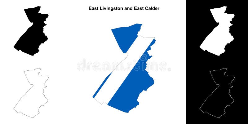 East Livingston and East Calder Outline Map Stock Illustration ...