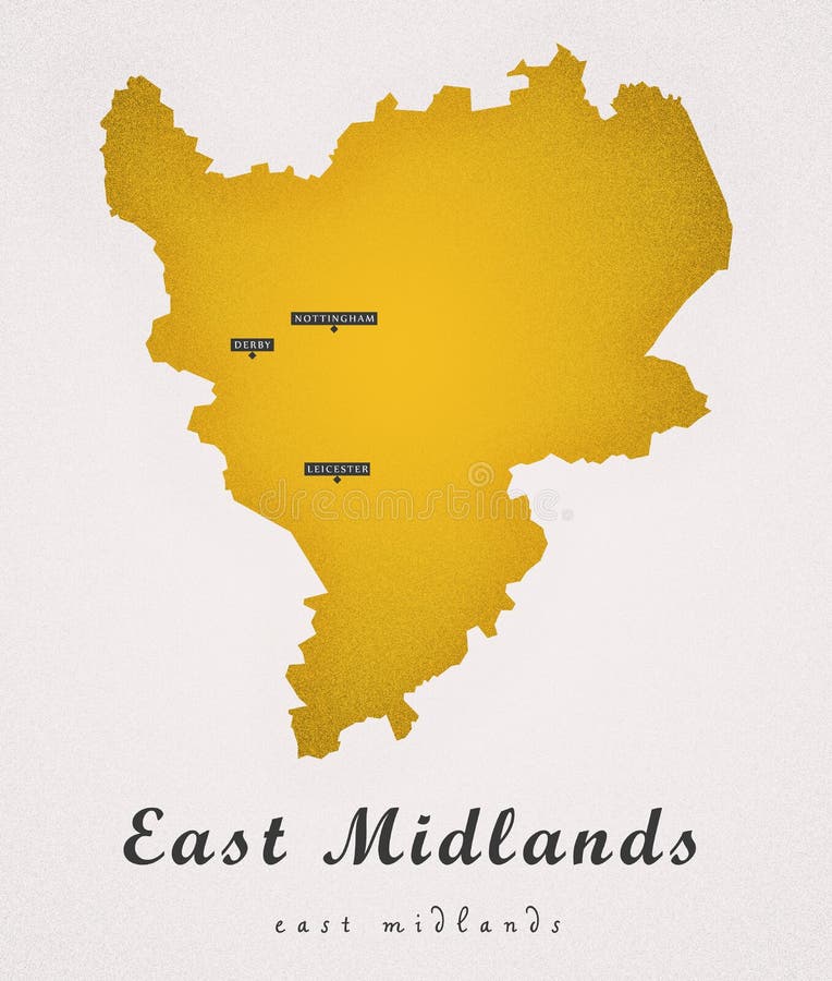 Map of East Midlands England Stock Vector - Illustration of contour ...