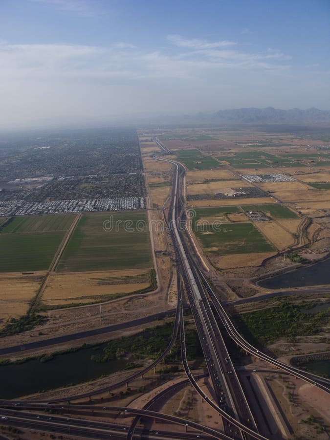 East Phoenix Valley, AZ stock photo. Image of clouds, roads - 7164800