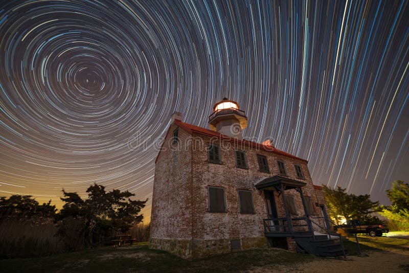 East Point Lighthouse Star Trails Stock Image - Image of jersey, point ...