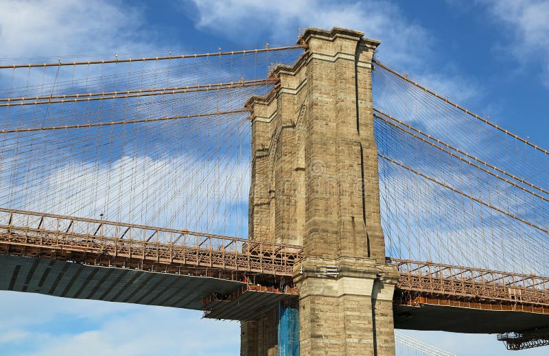 The Pylon of Brooklyn Bridge Stock Photo - Image of pylon, brooklyn ...