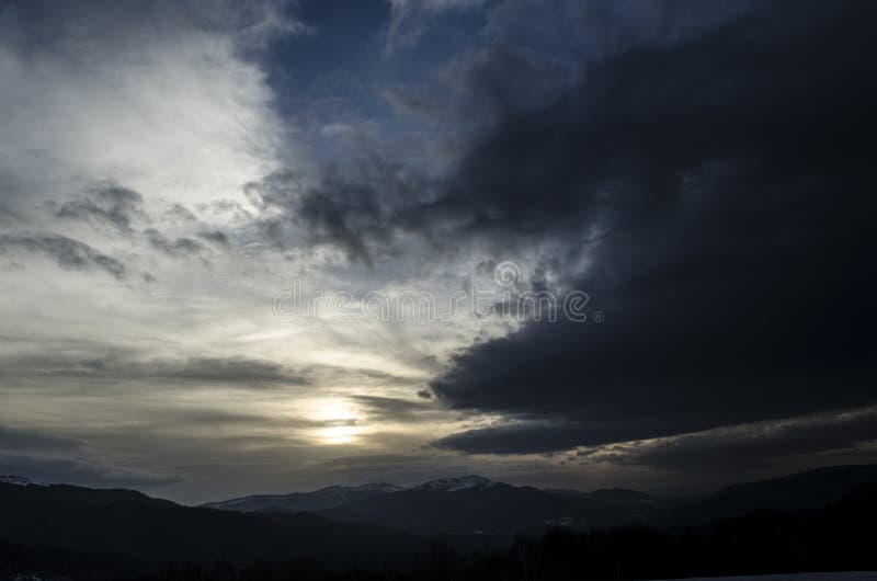East, sunset stock image. Image of aurora, streak, mountains - 93874023