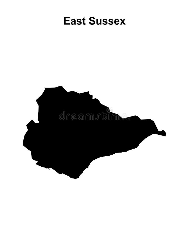 East Sussex outline map stock vector. Illustration of silhouette ...