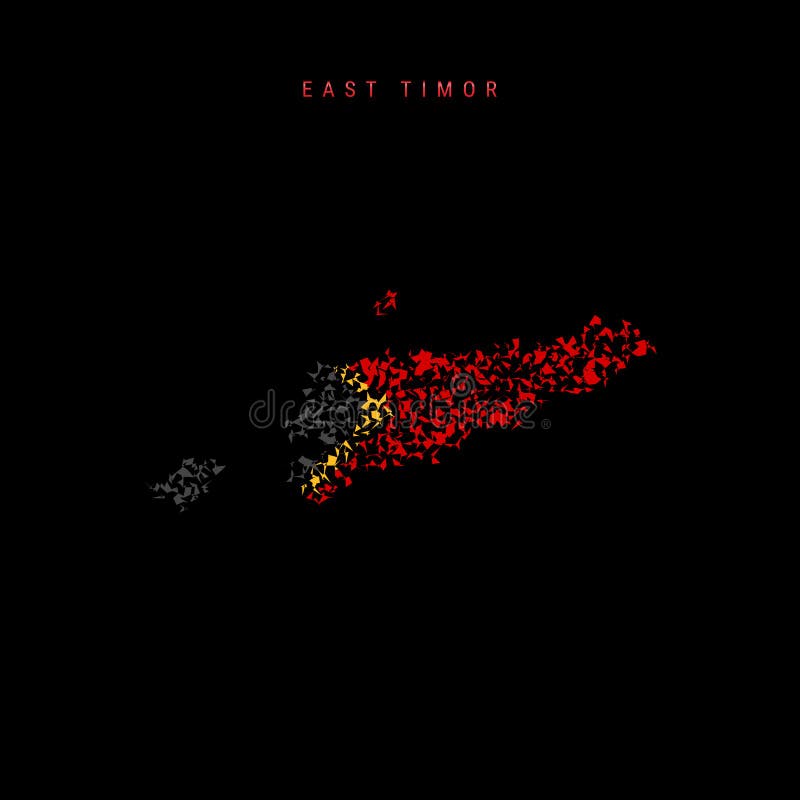 East Timor Flag Map, Chaotic Particles Pattern in the Timor-Leste Flag ...