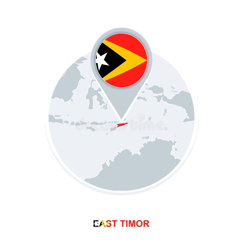 East Timor Map and Flag, Vector Map Icon with Highlighted East Timor ...
