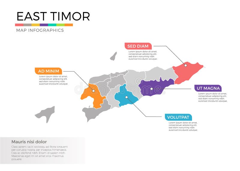 East Timor Map Infographics Vector Template with Regions and Pointer ...