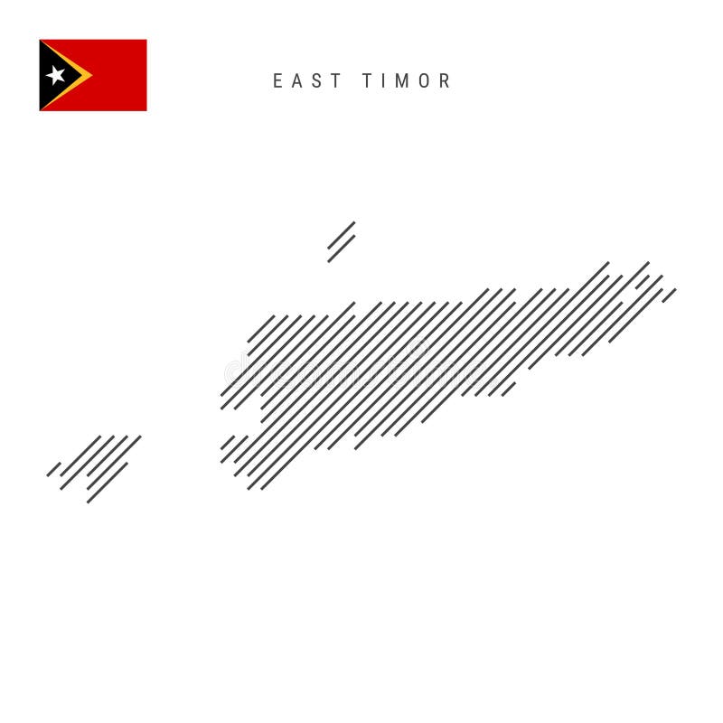 East Timor Map from Pattern of Black Slanted Parallel Lines. Flat ...