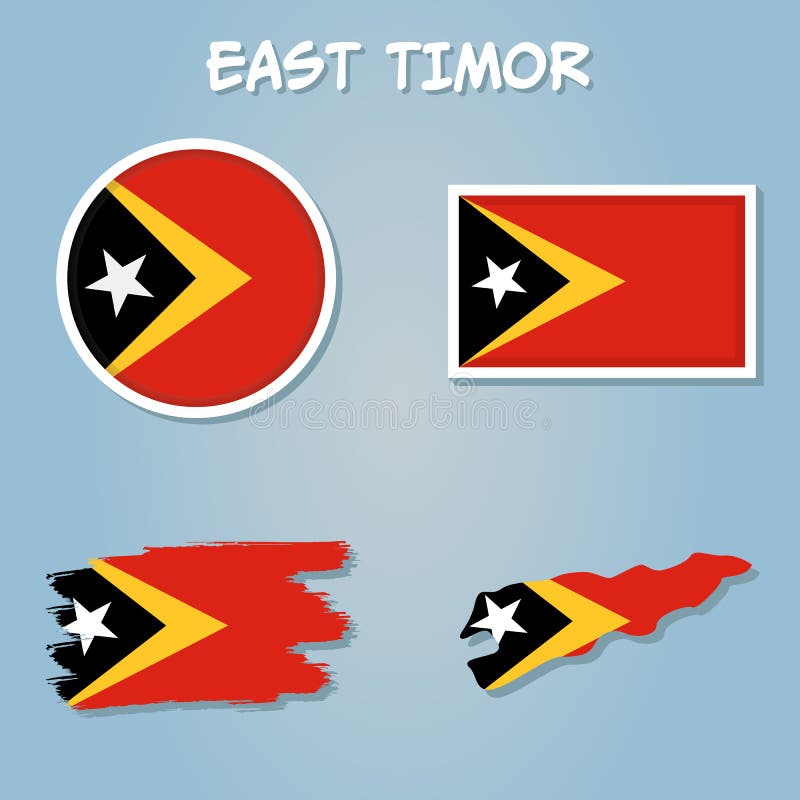 East Timor Vector Set, Detailed Country Shape, Flags and Icons Stock ...