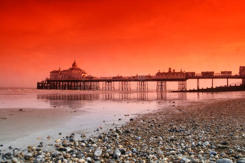 Eastbourne pier at sunset stock image. Image of vintage - 20133137