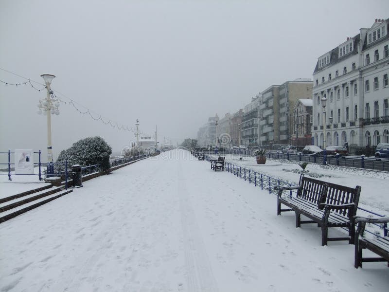Eastbourne Snow stock photo. Image of eastbourne, promenade - 84928378