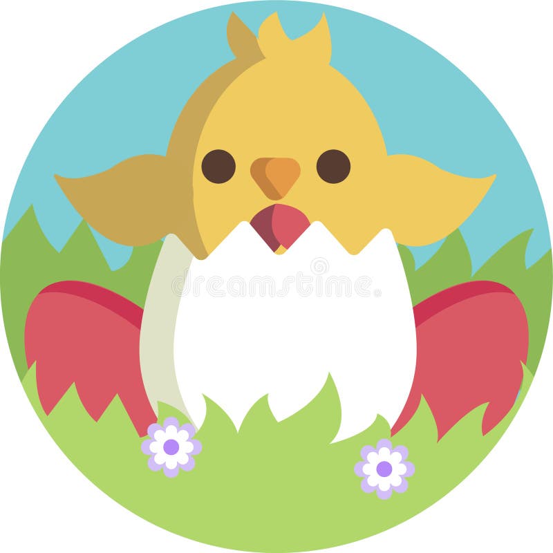 Happy Easter Day Chicken Eggshell Flowers Basket Icons Stock Vector ...