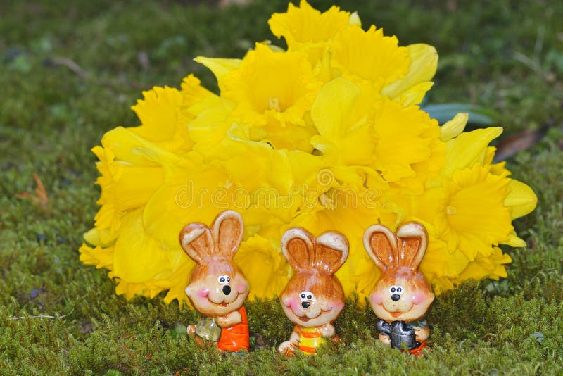 Easter bunny meets Snowman stock photo. Image of snow - 85634748