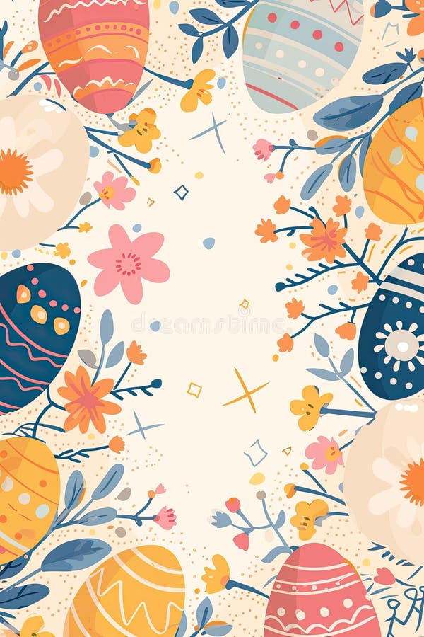 Easter Abstract on Light Background Flowers Eggs Flowers. Generated AI ...