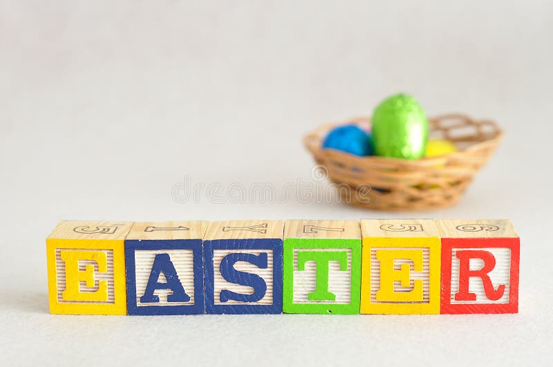 Easter in Alphabet Blocks with Easter Eggs Stock Photo - Image of ...