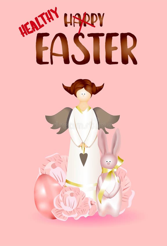 Easter Angel. Vector Illustration on a Pink Background Stock Vector ...