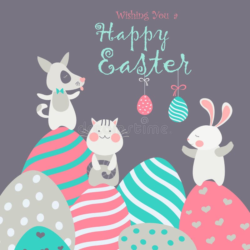 Easter Animals with Easter Eggs Stock Vector - Illustration of card ...