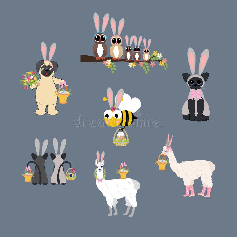 Easter animals set stock vector. Illustration of cheerful - 139699908