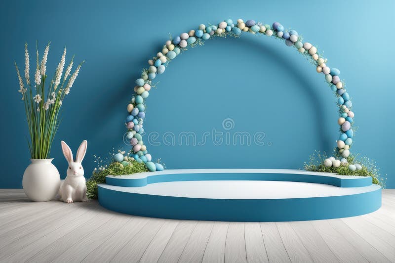 Easter Arch Podium with Bunny and Flowers Stock Image - Image of ...