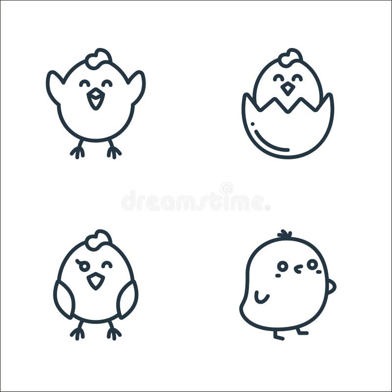 Easter Avatars Line Icons. Linear Set Stock Vector - Illustration of ...