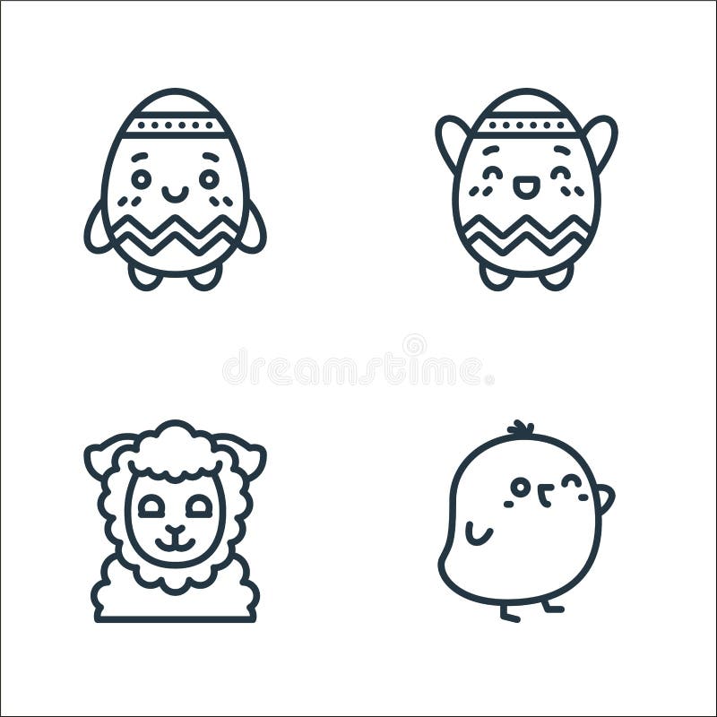 Easter Avatars Line Icons. Linear Set Stock Vector - Illustration of ...