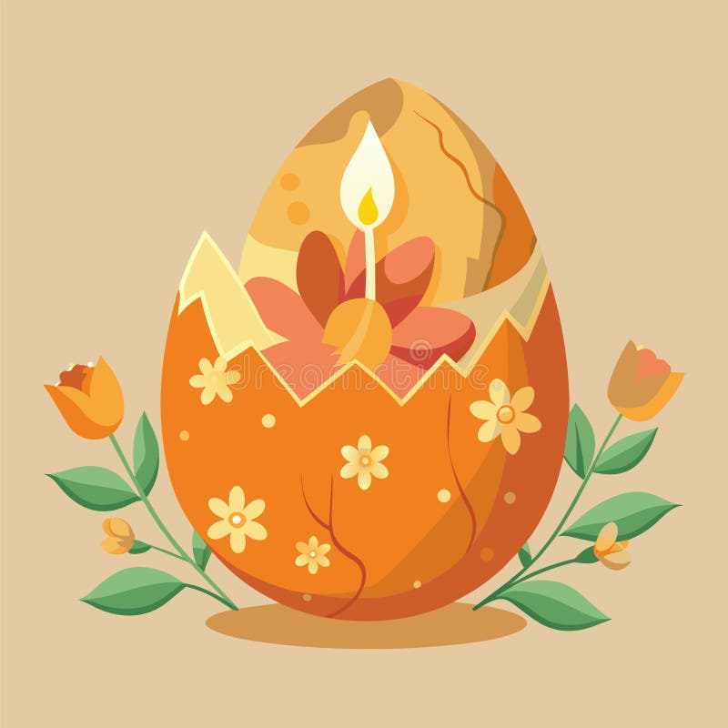 Bright Light of Easter: Burning Candle in an Egg Stock Vector ...
