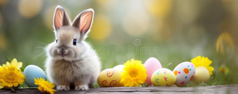 Easter Baby Bunny and Eggs-Easter Card Stock Illustration ...
