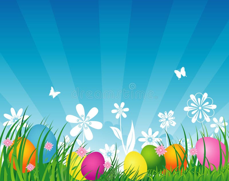 Easter Back with Colored Eggs Stock Vector - Illustration of easter ...