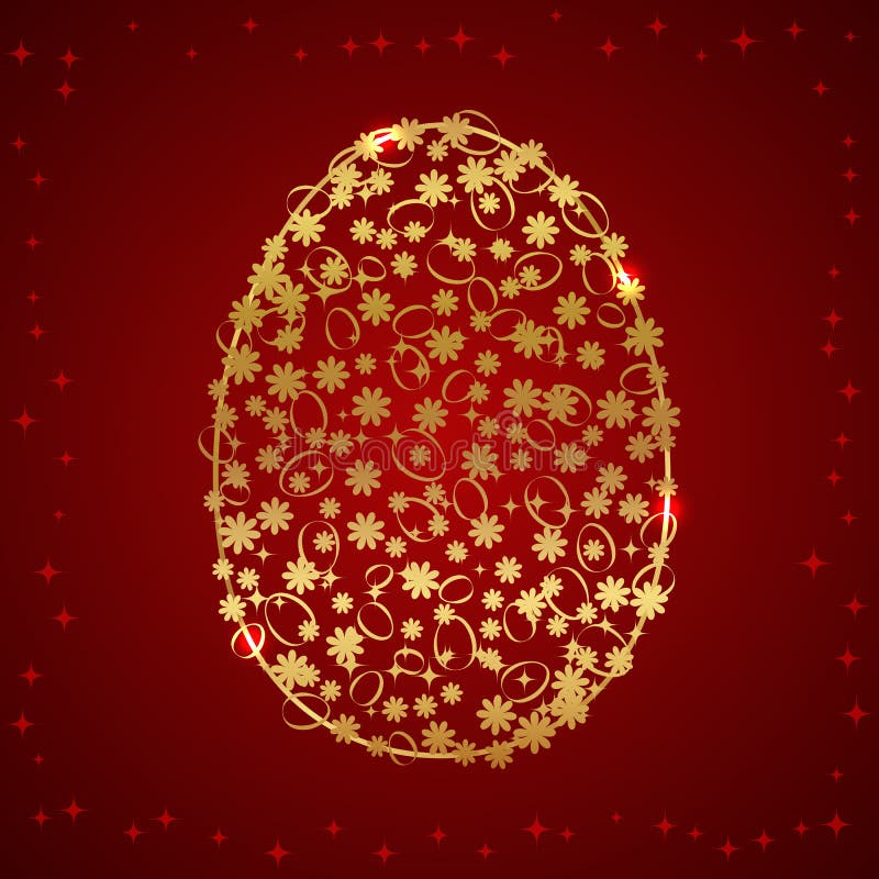 Easter Egg Card of White Objects on Red Background Stock Vector ...