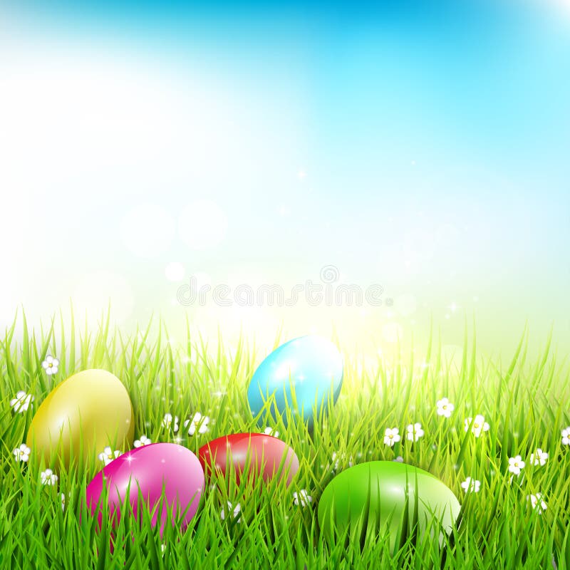 Bright Easter Eggs Background Stock Vector - Illustration of meadow ...
