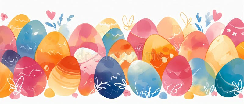 Easter Background with Bright Watercolor Translucent Easter Painted ...