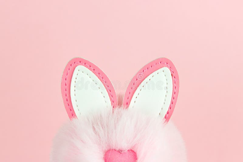 Easter Background. Easter Bunny Ears on Pink with Copy Space Stock ...