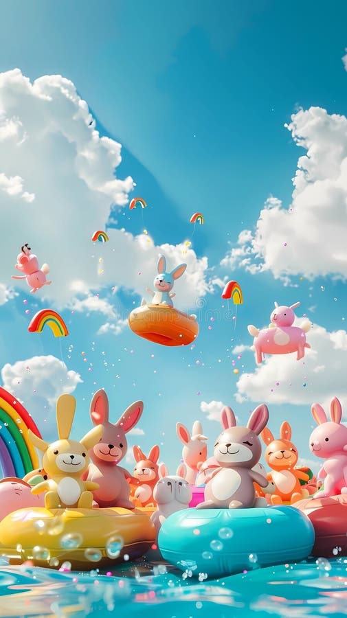 Easter Background with Cute Animals Floating in the Sea, Generative AI ...