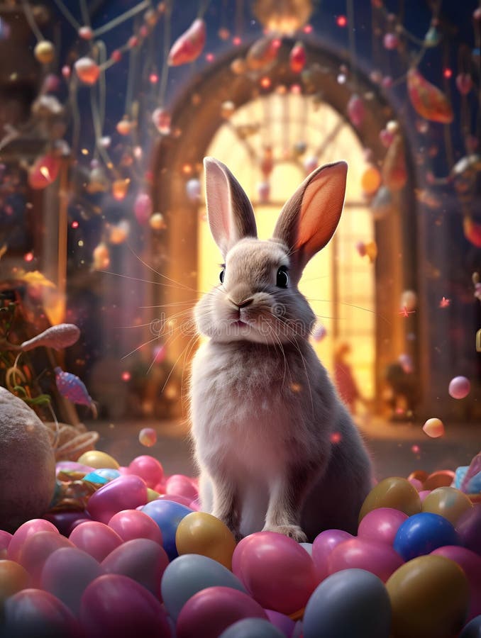 Easter Background with Cute Bunny Stock Illustration - Illustration of ...