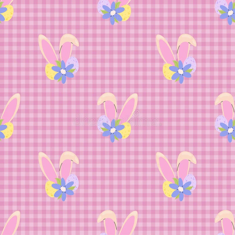 Easter Background. Easter Egg with Rabbit Ears and Flower on Pink ...