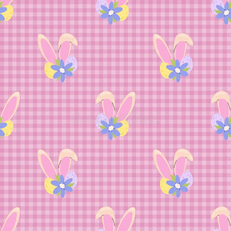 Easter Background. Easter Egg with Rabbit Ears and Flower on Pink ...