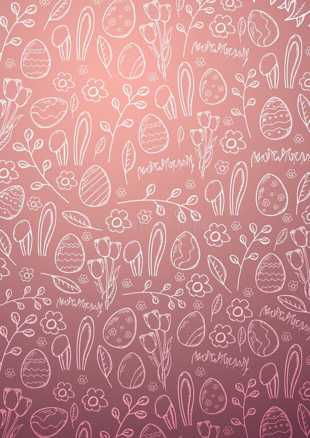 Easter Background with Easter Eggs. Doodle Hand Draw Background. Vector ...