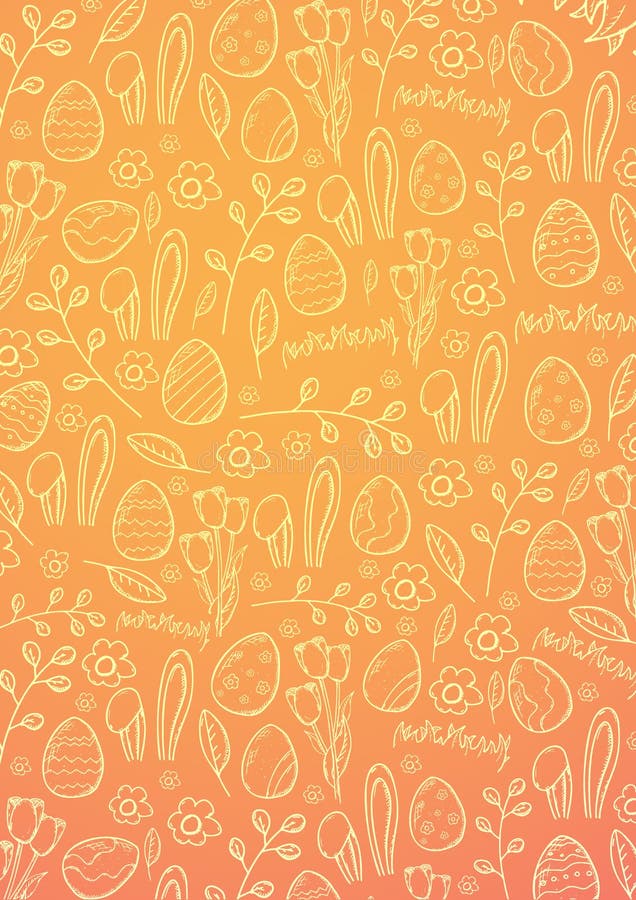 Easter Background with Easter Eggs. Doodle Hand Draw Background. Vector ...