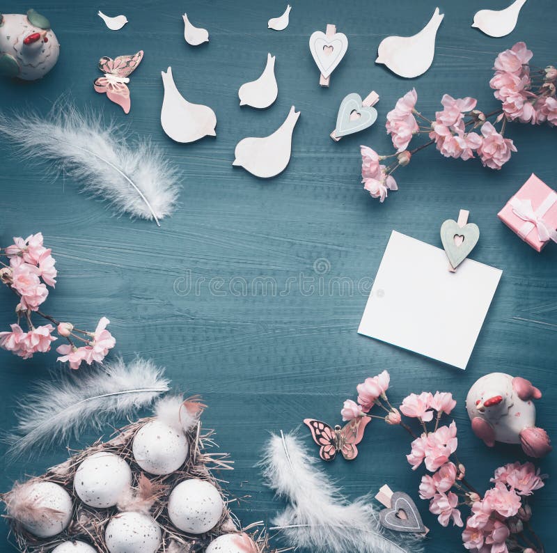 Easter Background Frame with Eggs in Crate Box , Decorative Spring ...