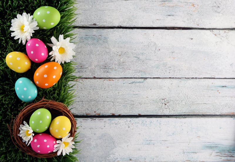 Easter Background with Grass Stock Photo - Image of decorated, grass ...