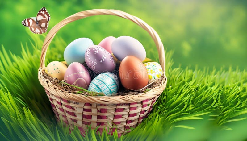Easter Background with Painted Eggs Stock Illustration - Illustration ...