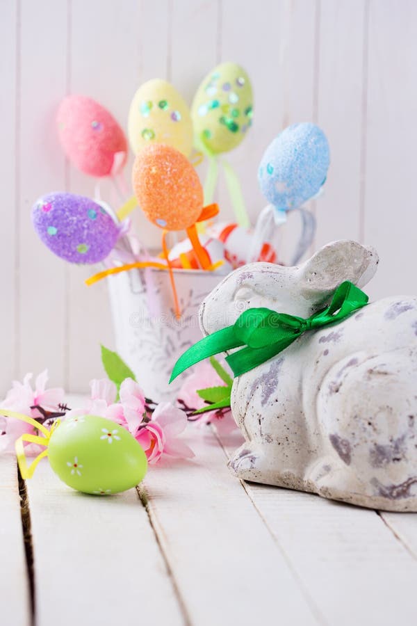 3,288 Colorful Easter Eggs White Wooden Background Selective Focus ...