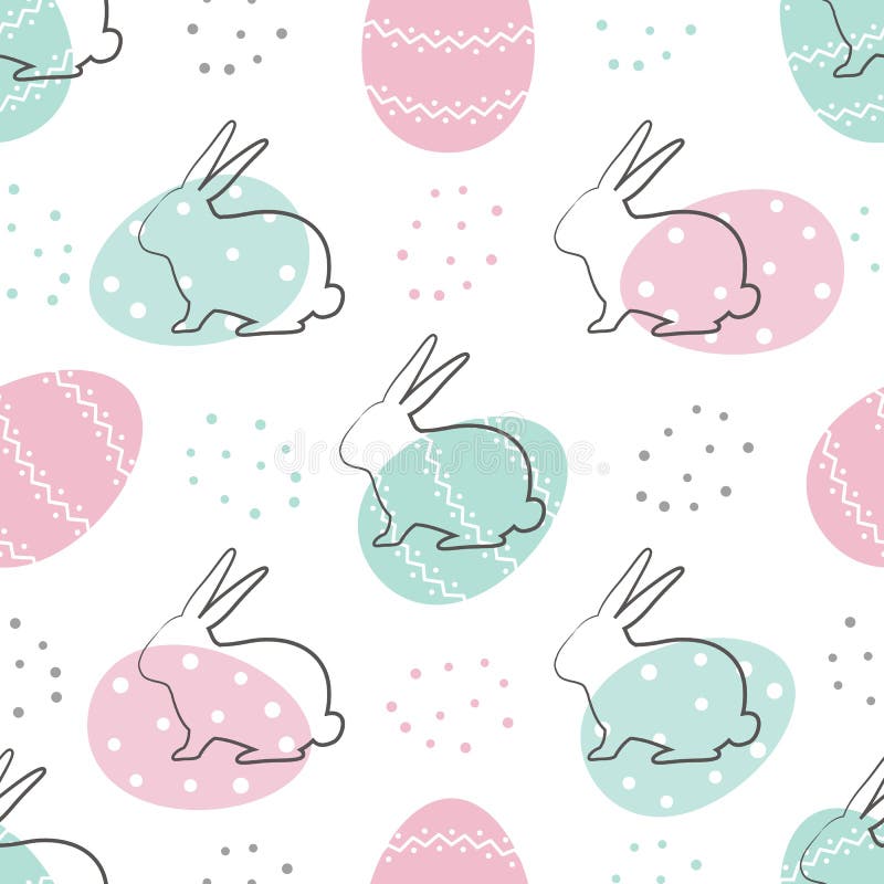 Easter Background. Seamless Pattern with Easter Bunnies and Eggs on a ...