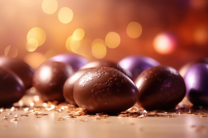 Easter Background with Soft Bokeh Lights and Chocolate Created with ...