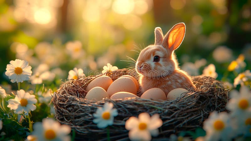 Easter Background with Spring Elements of Soft Shadows Stock ...