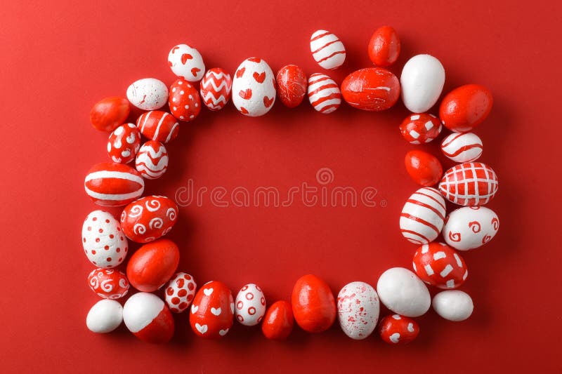 Easter Backgrounds with a Rectangular Frame of Easter Red and White ...