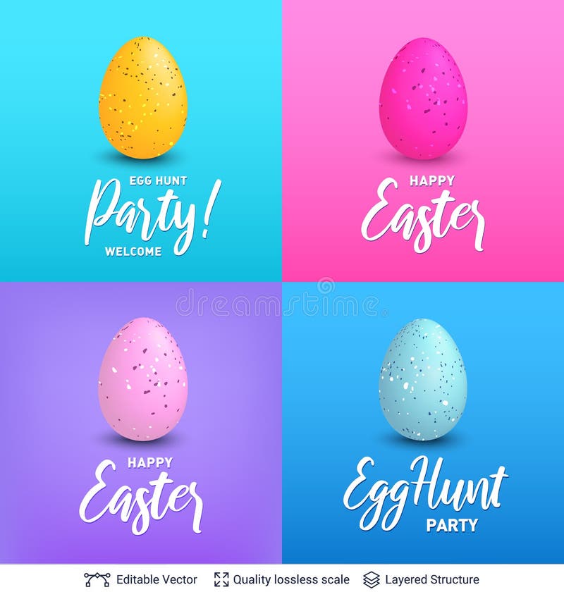 Easter Backgrounds Set. Bright Vector Templates. Stock Vector ...