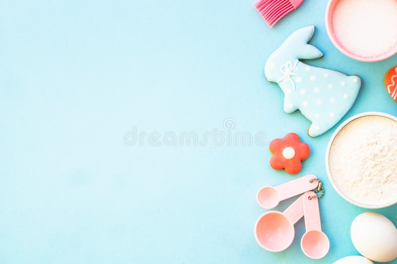 Easter Baking Background at Blue Flat Lay. Stock Image - Image of cake ...