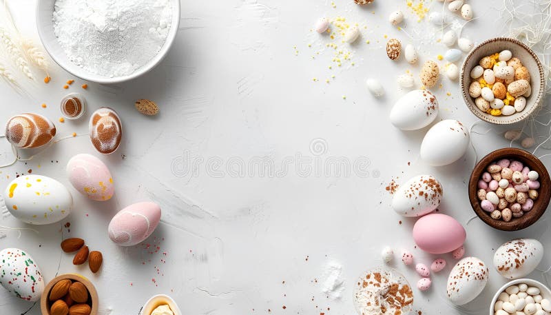 Easter Baking Ingredients, White Food Background, Top View Stock Photo - Image of home, white ...